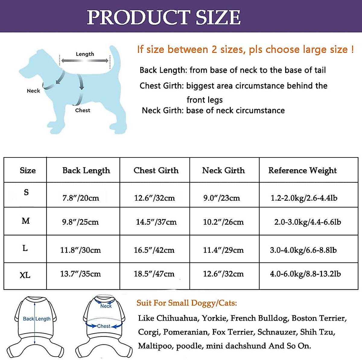 2 Pack Cute Printed Dog Clothes Soft Warm Boy Girl Puppy Shirt Comfort Cat Costume for Small Medium Dogs Cats, Machine Washable Dog Outfits, Large.