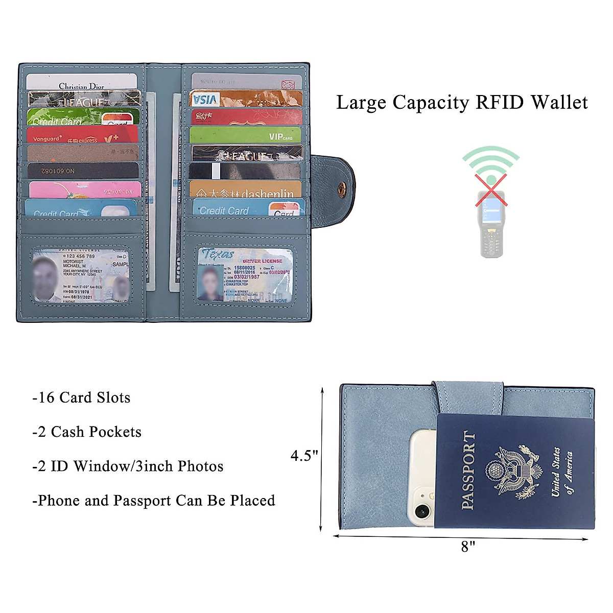 Tote Handbags for Women Purse and Wallet Set Large Shoulder Bags Crossbody Purses Satchel Light Blue