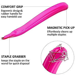 ZZTX 3 PCS Professional Magnetic Staple Remover Puller Rubberized Staples Remover Staple Removal Tool for School Office Home(Blue, Rose, Green)
