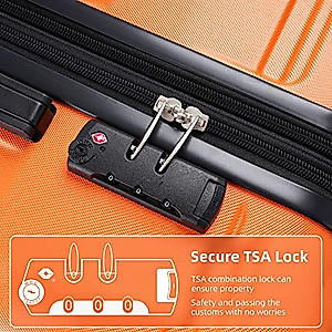 Merax Expandable ABS Hardshell Luggage Sets 3 Piece Suitcase with Spinner Wheels Suit Case Lightweight, Orange, (20/24/28)