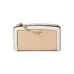 kate spade new york Knott Color-Blocked Pebbled Leather Zip Slim Wallet Warm Stone Multi One Size