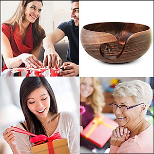 Yarn Bowl Wooden Knitting Bowl 7”X3” Large For Knitting And Crocheting - Wood Yarn Holder, Unique Crochet Yarn Bowl - Wooden Bowls Handmade from Walnut