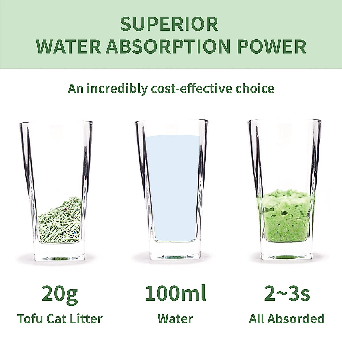 PATLOOL Clumping Cat Litter, Tofu Cat Litter, Superior Odor Control Kitty Litter, 99.9% Dust Free, Flushable, Low Tracking, Ultra Absorbent, Natural Ingredients, Easy Clean-Up, Green Tea Scent