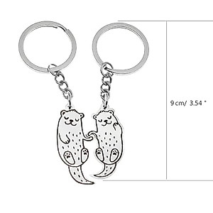 HISYI fashion keychain 2 Pack Cute Animal Keychain Set Car Keychain Otters Key Holder Stainless Steel Bag Pendant Gift for Besties, As Shown in the Figure
