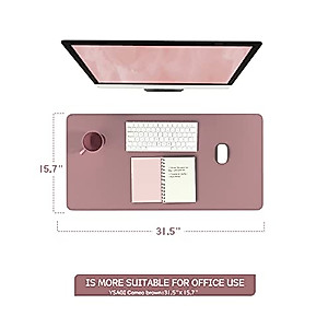 Non-Slip Desk Pad,Mouse Pad,Waterproof PVC Leather Desk Table Protector,Ultra Thin Large Desk Blotter, Easy Clean Laptop Desk Writing Mat for Office Work/Home/Decor(Dark Pink, 31.5" x 15.7")
