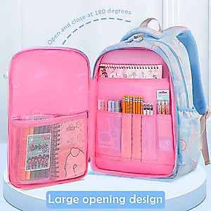 School Backpack for Girls, Lightweight Waterproof Cute Rainbow School Bookbag for Teen Kids Students Elementary (Rainbow Pink)