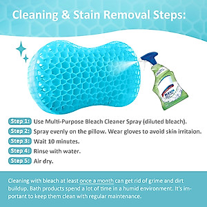 Sunlit Bath Jello Gel Bath Pillows, Lumbar Pillow for Bathtub, Back Support Pillow, Gel Pillow with Non-Slip Suction Cups for Lumbar, Back Rest Support, Fits Curved or Straight Back Tubs, Aqua