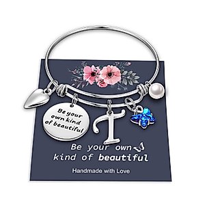 Yoosteel Butterfly Charm Bracelets for Women, Butterfly Bracelet Expandable T Letter Charm Butterfly Bracelets Birthday Jewelry Gifts for Women