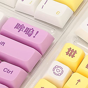 130 Keys Keycap, XDA Heat Sublimation Clear Handwriting PBT Keycap Set for 84 87 96 98 100 104 108 Keys Mechanical Keyboard Switch US Layout Mechanical Gaming Keyboard