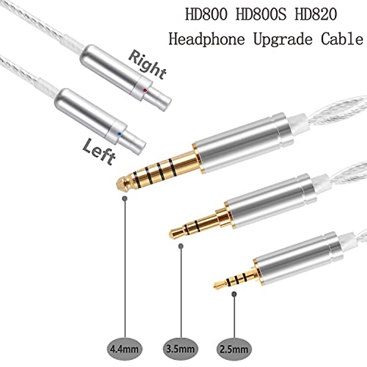 FAAEAL Silver Plated Replacement Audio Upgrade Cable Compatible with Sennheiser HD800S, HD820, HD800 Headphones,Suitable for 2.5mm/3.5mm/4.4mm Balanced Interface Sony Player (2.5mm Plug)