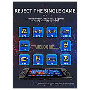 RAHEL POWKIDDY X70 Retro Handheld Game Console for Kids and Adults, 7-Inch IPS HD Screen Console Built-in 6000+ Games, 23.6 x 11.7 x 1.4cm - Black/64G