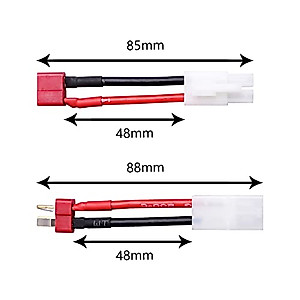 HobbyPark Tamiya Connector to Deans T Plug Adapter Cable for RC Cars Lipo/NiMH Battery Charging ESC Connection (4PCS)