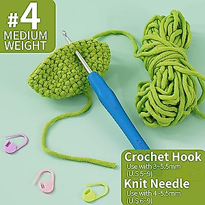 Crochet and Knitting Yarn for Beginners 3x1.76oz Yarn for Crocheting with Easy-to-See Stitches Chunky Cotton-Nylon Blend Easy Yarn Kit for Beginner Crocheting Set 262 Yards, Yellow&White&Orange