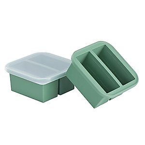 KEVJES Silicone Soup Freezer Cube Container with lid-Easy Meal Prep Container-Leftover Food Storage-Freeze&Store Soup Broth,Sauce,Leftovers-Green-2Pack