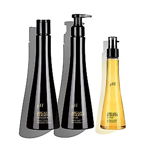 pH PURE HAIR Labs Argan & Keratin Shampoo Hair Mask & Elixir Color Protecting - Hydrating Nourishing Formula for Deep Cleansing Heat Protection Soft & Silky Hair - Sulfate Free (8.45+8.45+3.38 fl oz)