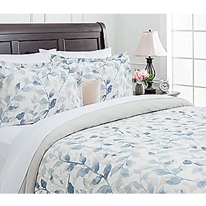 Chanasya Layered Leaf Duvet Cover Set - Duvet Cover (104” x 90”) & 2 Pillow Shams (20” x 36”) - 3-Piece Set, King Size, Blue Taupe