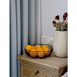 Yesland 2 Pack Metal Wire Fruit Basket- 11 Inches Black Kitchen Countertop Fruit Bowl Vegetable Holder for Bread, Snacks, Households Items Storage for Kitchen, Livingroom