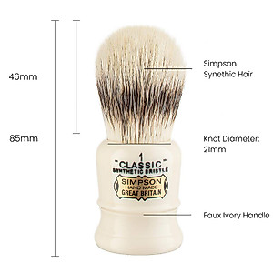 Classic 1 Synthetic Shaving Brush- Simpson Shaving Brushes - Faux Ivory Handle