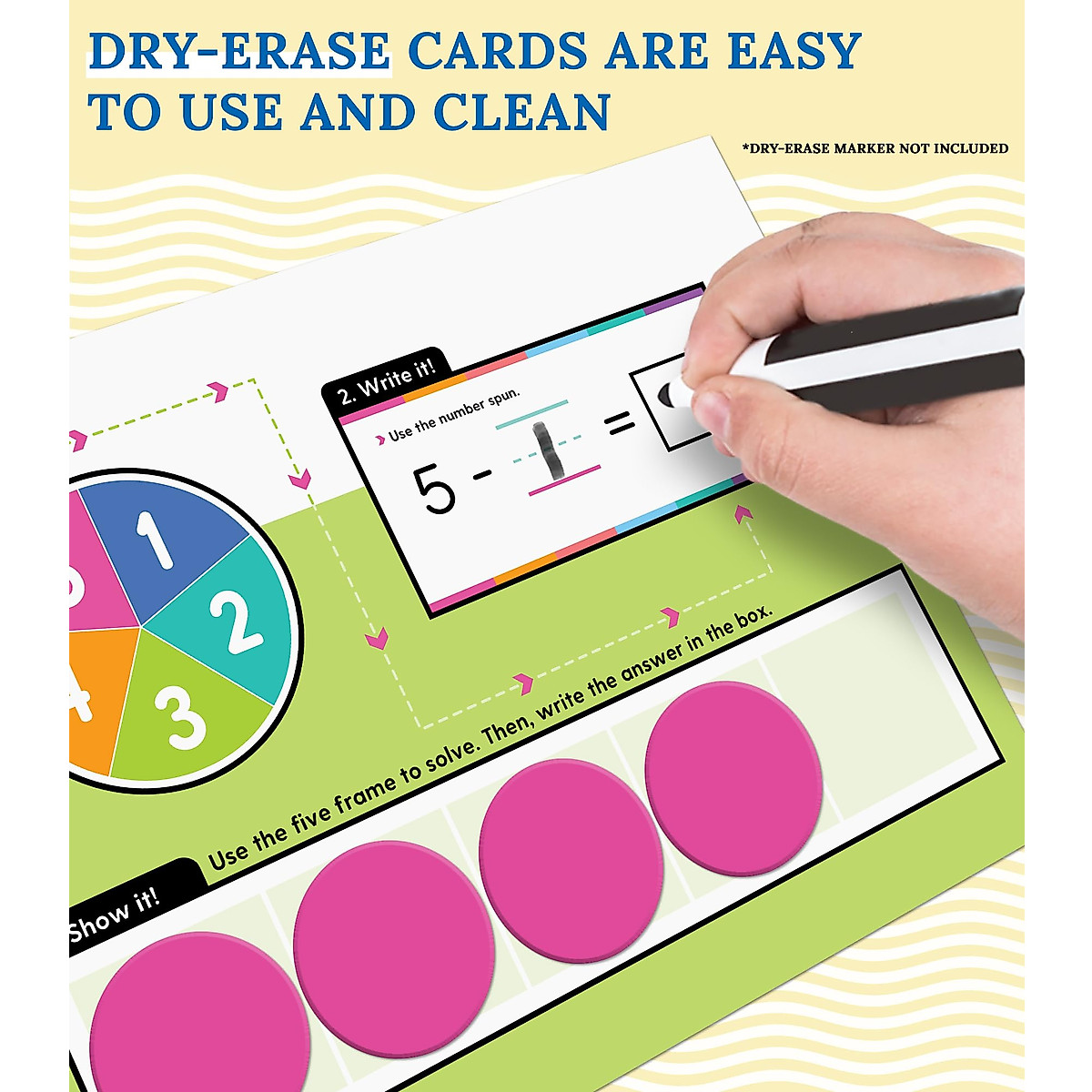 Carson Dellosa Edu-Clings Silicone Center Ten Frame Manipulative—Grades K-1 Dry-Erase Mats and Math Manipulatives for Addition, Subtraction, Place Value Learning (22 pc)