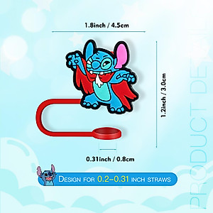 Straw Cover Cap for Cup, 8mm Reusable Straw Topper for 30&40 Oz Tumbler, Cartoon Straw Tip Covers for Cups Accessories (Blue)