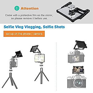NICEYRIG Vlog Selfie Mirror Camera/Phone TikTok Twitch Lives Cold Shoe Mount 360 Degree Flip Mirror, Applicable for iPhone 14/13/12/11/XS Pro, Fujifilm, Panasonic, Sony - 377
