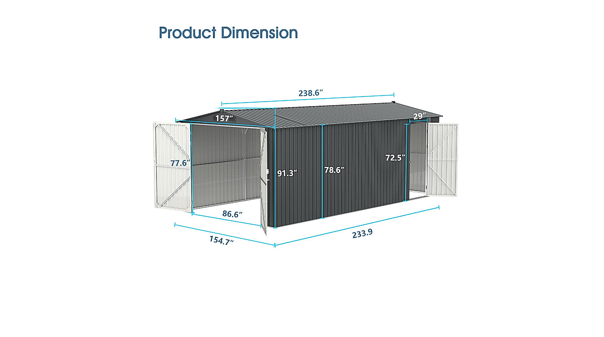 Yehha 20x13 Ft Metal Outdoor Shed for Ultimate Storage