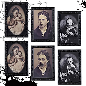 Tesony 3pcs Horror Halloween Wall Decorations 3D Face-Changing Portrait, Haunted Mansion House Picture Frame,Spooky Decor for Scary Party Decor 15 * 10'