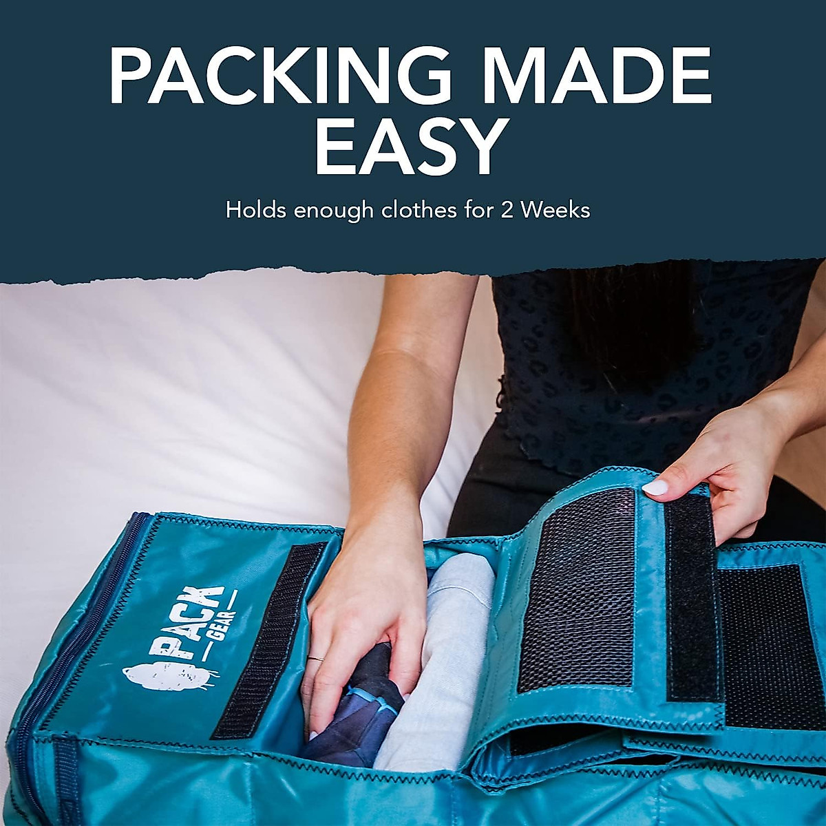 Pack Gear Hanging Luggage Organizer - Our Carry On Closet Insert Fits Any Carry-On - Our Hanging Luggage Organizer Uses Velcro to Allow Quick Access to your Clothes (Solid Black)