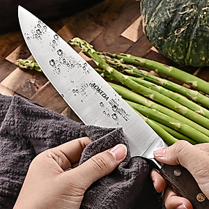 AOKEDA 7-Piece Kitchen Knife Set with Block, High Carbon German Steel, with Kitchen Shears (Natural Wenge)