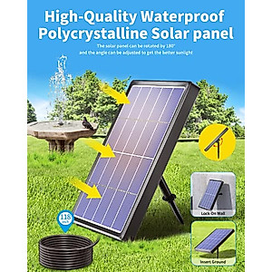 NFESOLAR Solar Fountain Pump with 1500mAh Battery Backup, 3.5W Solar Fountain Pump for Bird Bath with 4ft Tubing, 40GPH Solar Water Pump for Small Pond Garden Pool Water Feature Yard