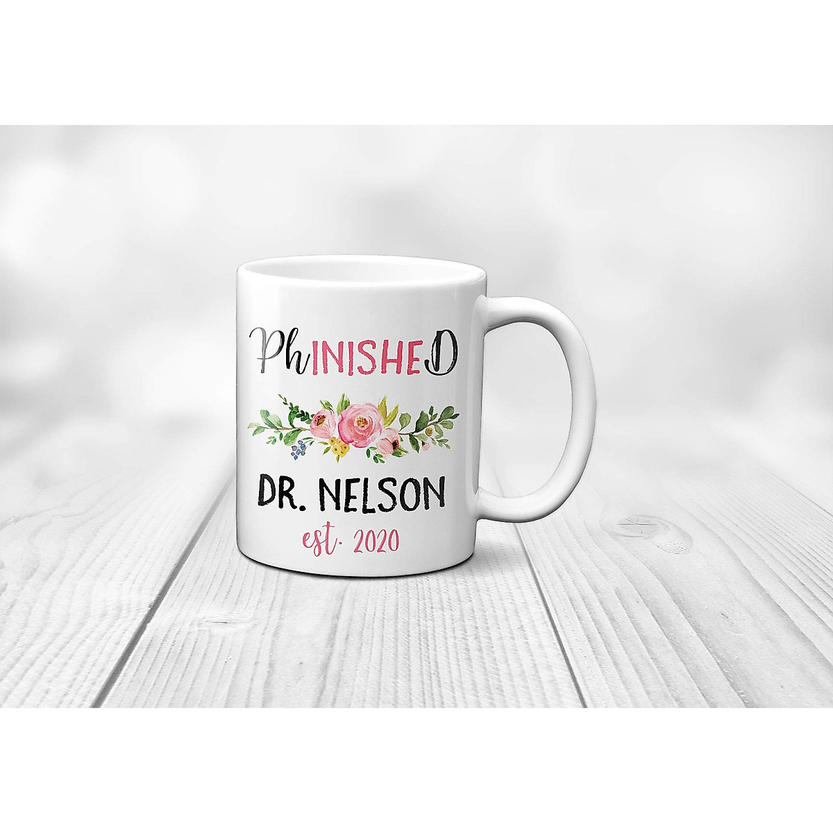 CANARY ROAD PhinisheD Coffee Cup | PhD Graduation Mug | Personalized PhD Gift | PHd Graduation Gift | Phinally Done | PhD Present