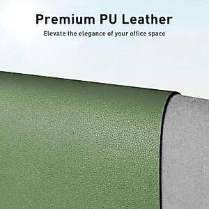 Aothia Leather Desk Pad Protector, Mouse Pad, Office Desk Mat, Non-Slip PU Leather Desk Blotter, Laptop Desk Pad, Waterproof Desk Writing Pad for Office and Home (31.5" x 15.7",Olive Green)