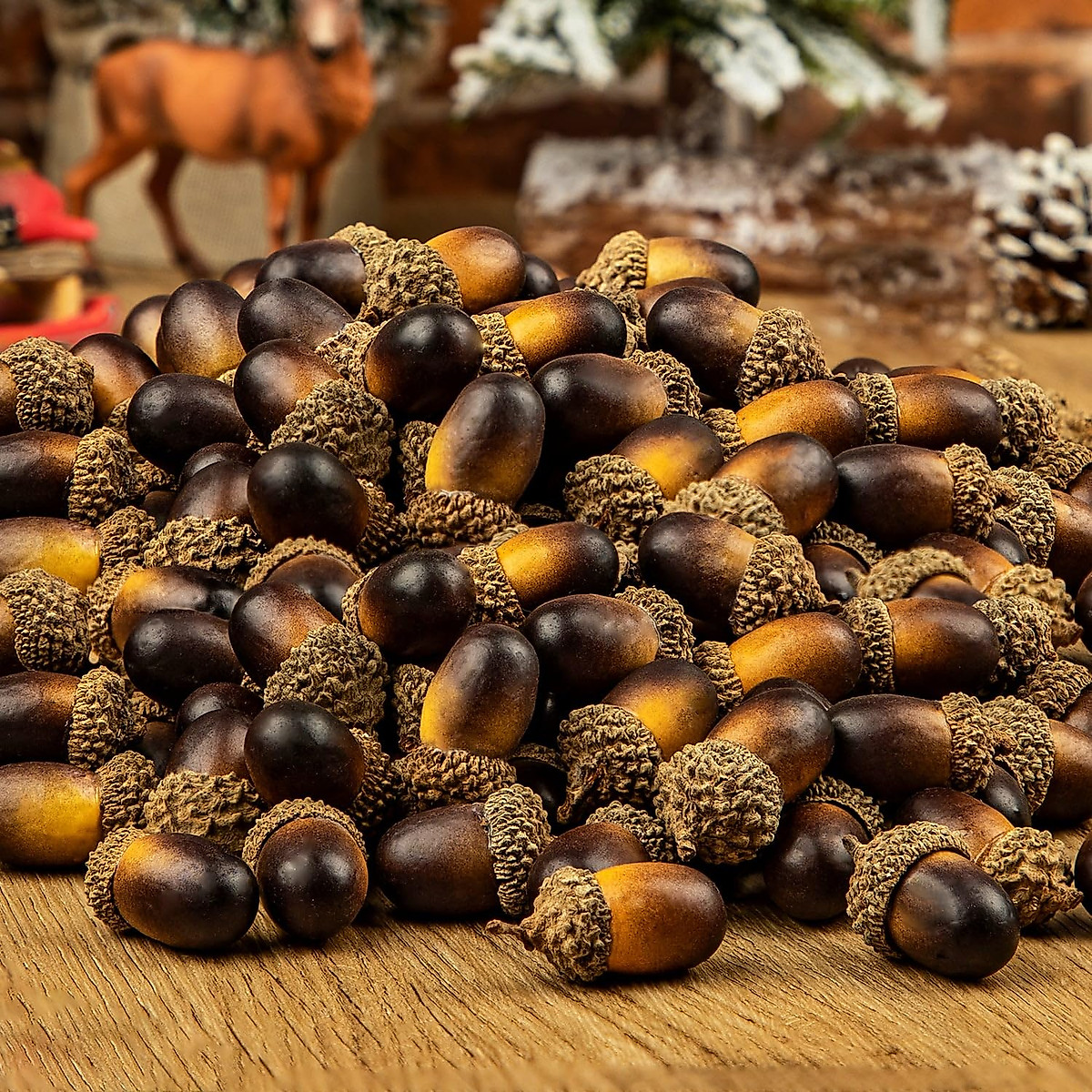 120 Pcs Artificial Acorns, Lifelike Fake Acorn with Natural Cap Simulation Nut for Home, Kitchen, Bowl, DIY Crafts, Photography Props
