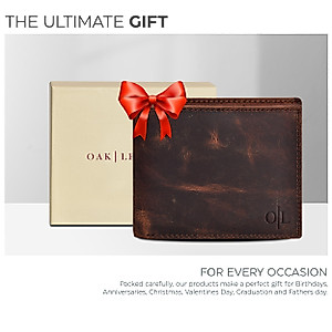 Mens Slim Wallet | Minimalist Brown Leather Fabric | Rfid Blocking | Bifold Credit Card Holder | Gifts For Men