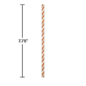 Creative Converting Striped Paper Straws, One Size, Orange/White