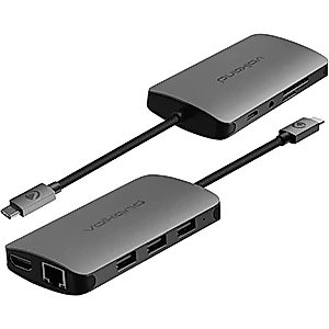 Volkano X 8-In-1 USB-C Hub Multiport Adapter, Docking Station w/ 4K UHD HDMI Output | 3.5mm Aux Port | SD/Micro SD Card Reader | 3 x USB 3.0 Ports | PD Port | Gigabit Ethernet Port - Core Multi Series