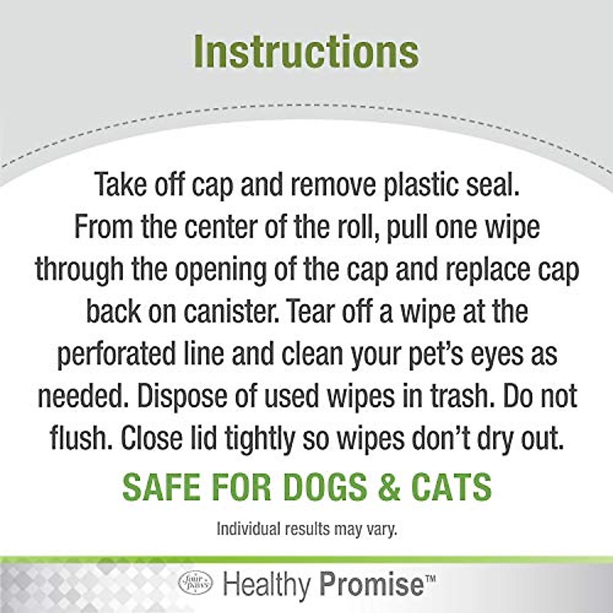 Four Paws Healthy Promise Pet Eye Wipes for Dogs and Cats 25 Count