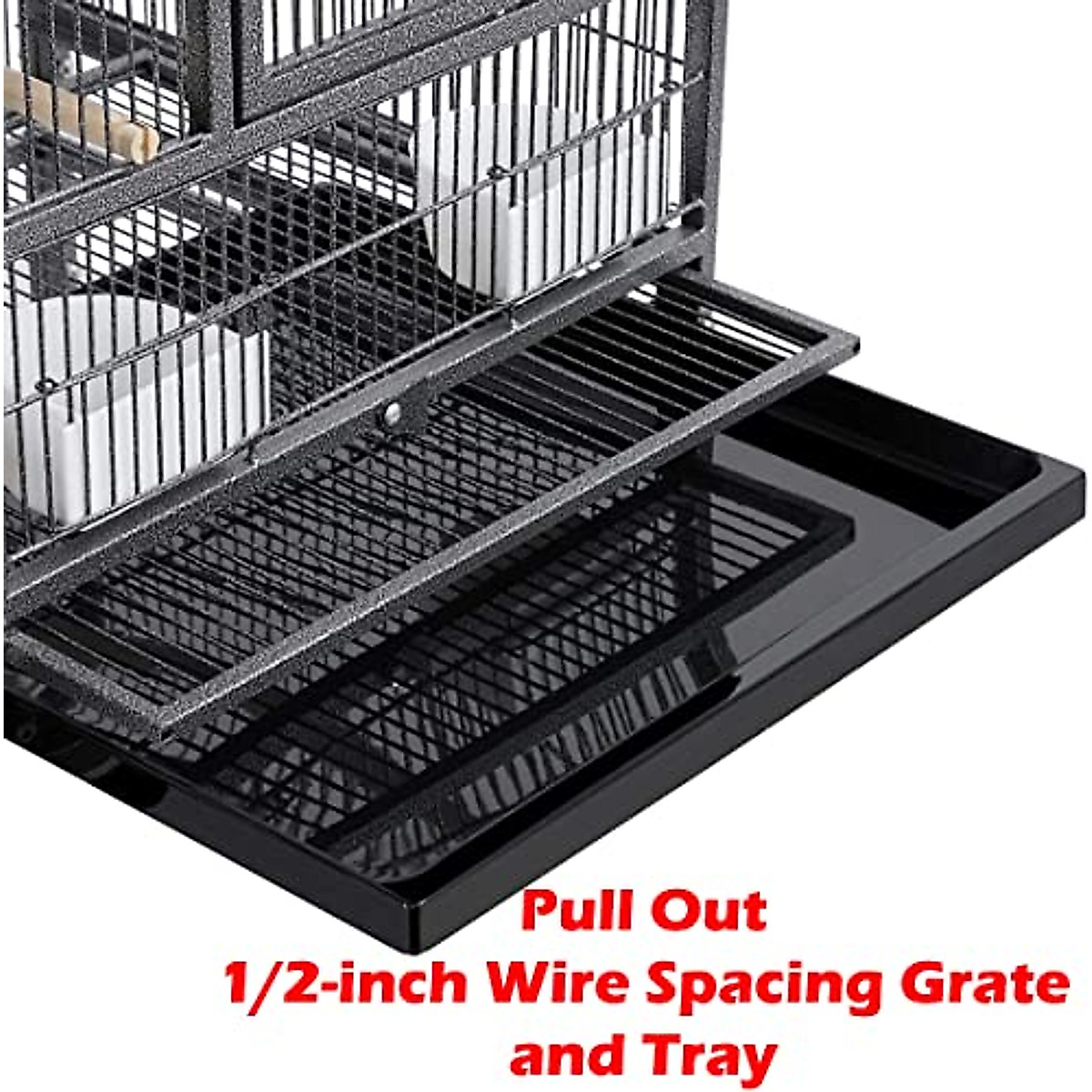 Combo Breeding Stacker Center Divided Breeder Bird Flight Double Rolling Cage with Side Breeding Nest Door (Black Vein, Single Stack)