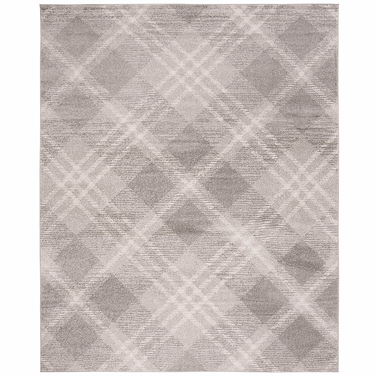 SAFAVIEH Adirondack Collection Area Rug - 8' x 10', Light Grey & Ivory, Modern Plaid Design, Non-Shedding & Easy Care, Ideal for High Traffic Areas in Living Room, Bedroom (ADR129B)
