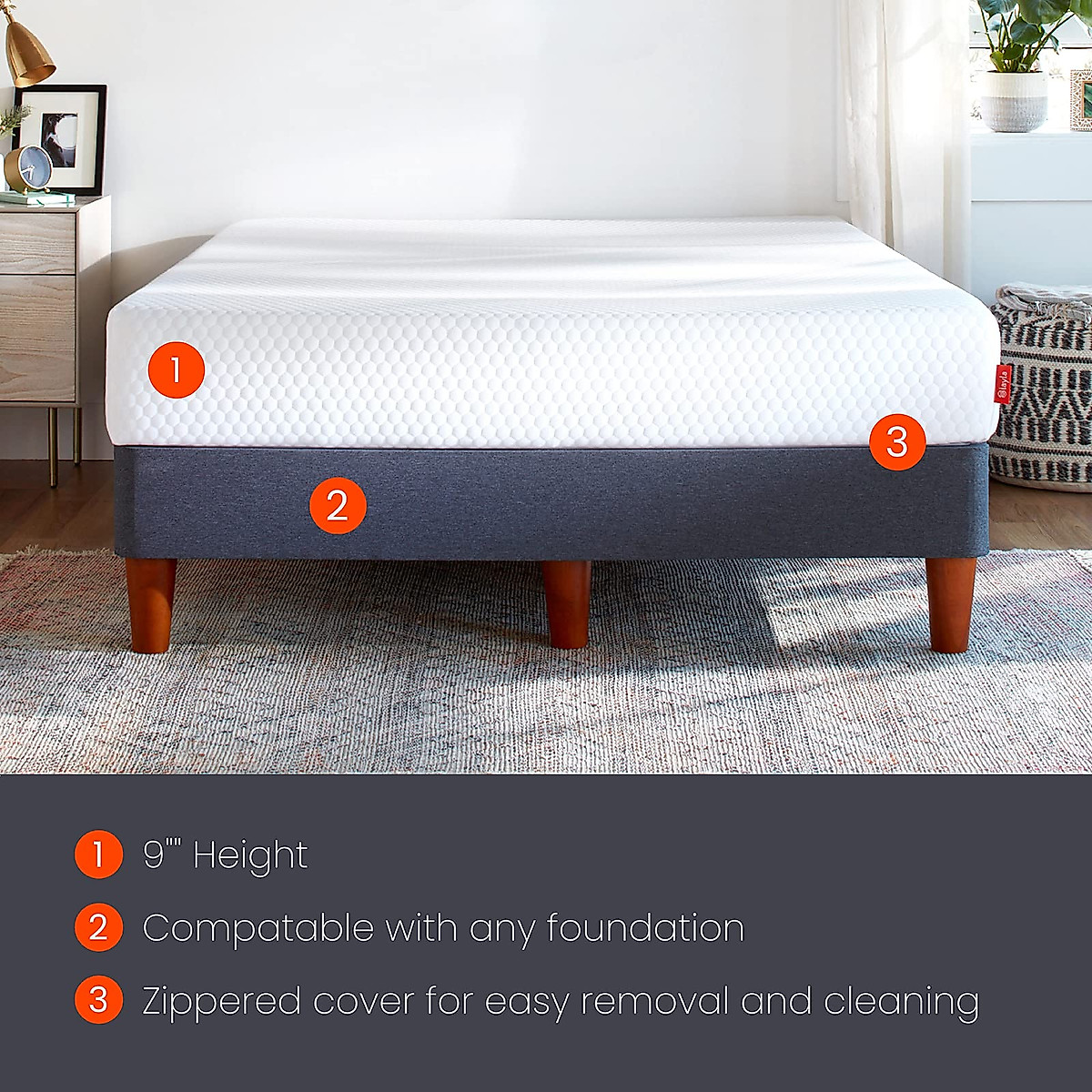 Layla The Essential Mattress 9 in | CertiPUR-US® Certified Memory Foam | Get Improved Airflow with a Luxurious Feel | Fits All Sleeper Types | 10 Year Limited Warranty (Cal King)