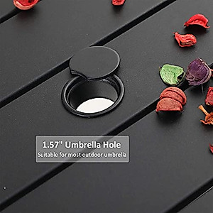 MFSTUDIO 38" Outdoor Dining Table with Adjustable mbrella Hole, Patio Metal All-Weather Round Table for Backyard Lawn Garden