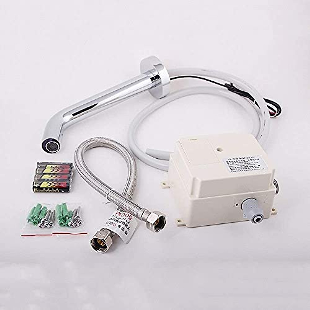 Creative Wall Mounted Modern Sensor Faucet Tap Infrared Sensor Kitchen Mixer Tap Single Lever Polished Chrome Stainless Steel Lavatory Bathroom Induction Faucets for Bath Shower