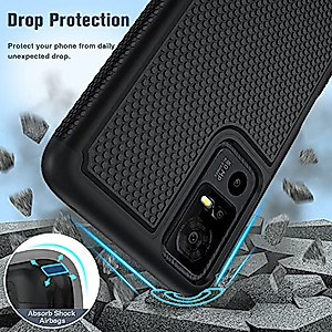 FNTCASE for TCL 40-XE 5G Case: Dual Layer Matte Textured Phone Case Shockproof Military Grade Protective | Shock & Drop Proof Heavy Duty Protection Rugged Mobile Cell Phone Case Cover - Black