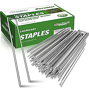 Amagabeli 6 Inch Galvanized Landscape Staples 200 Pack 11 Gauge Garden Stakes Sod Pins Anti-Rust Fence Stakes for Weed Barrier Fabric Ground Cover Dripper Irrigation Tubing Soaker Hose STAPLE001