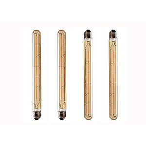 T300 Vintage LED Filament Bulb T300 6W Dimmable Vintage Edison Light Bulb Long Tubular Vintage LED Light,E26/E27 Medium Base,Amber Glass,Warm White 2300K,6W(40W Equivalent),Dimmable,Pack of 4