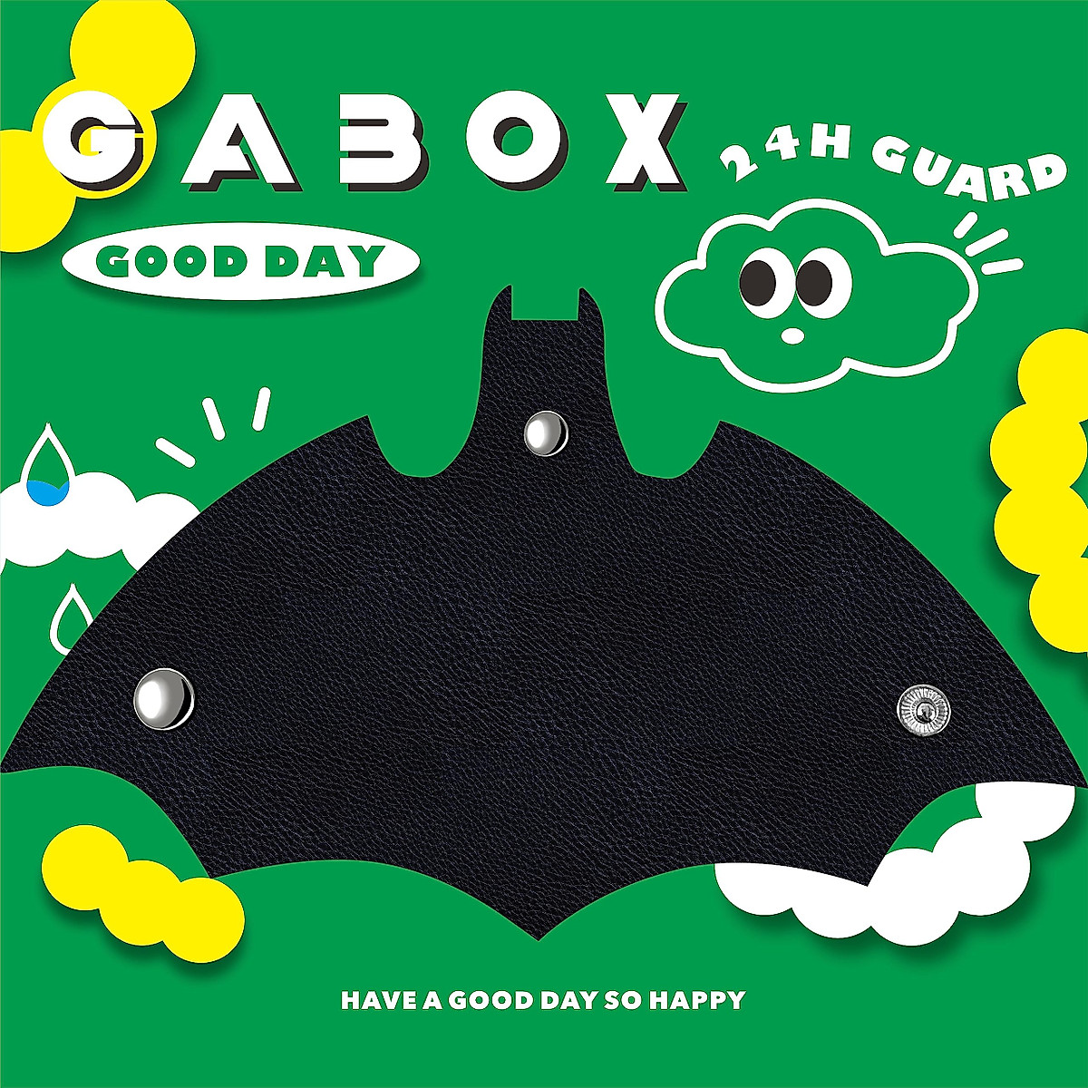 Black Bat Leather Keychain Car Key Fob EDC Key Chain Case Accessories with Key Ring Clip, Snap Closure, for Men Women Boyfriend Gifts