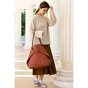 Large Tote Bag for Women, Leather Hobo Bags Shoulder Bag, Brown Purses for Women, Vegan Leather Designer Handbags Weekender Bag, Brown