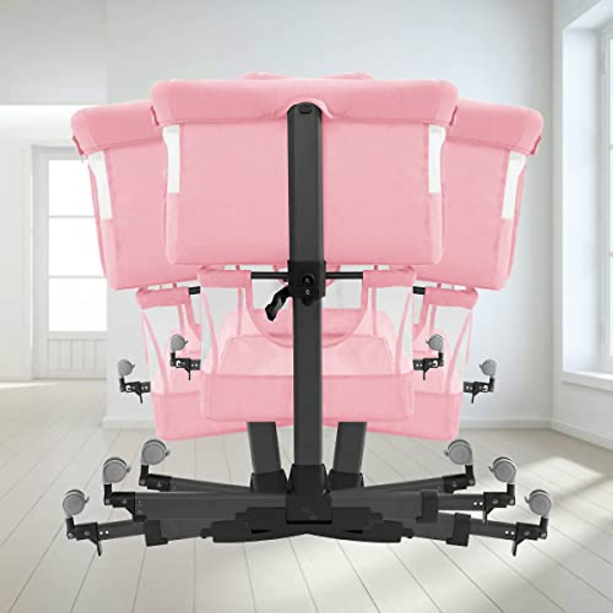 nordmiex 3 in 1 Baby Crib Bedside Crib,Baby Bassinet with Breathable Net,Adjustable Portable Bed for Infant/Baby,Pink, 10.0 kilograms