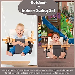 Tislly Baby Swing Outdoor Indoor Toddler Swing Seat with Safety Belt, Canvas Hanging Swings Outside Tree Swing Great Gift for Baby Boys Girls Kids Lovers