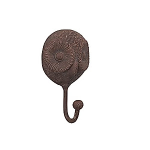 Creative Co-Op Rustic Carved Cast Iron Owl Wall Hook, Distressed Brown